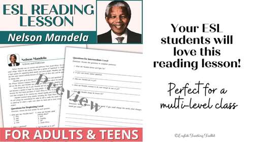 Adult ESL Reading Comprehension Passage and Activities - Nelson Mandela