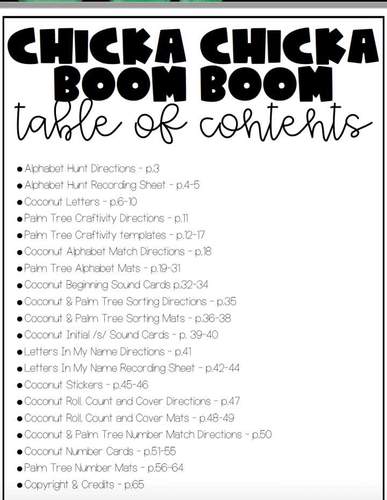 "Chicka Chicka Boom Boom" Math & Literacy Centers for Preschoolers