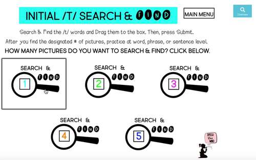 T Sound BOOM Cards™ Search & Find Articulation Game by Speech Your Mind