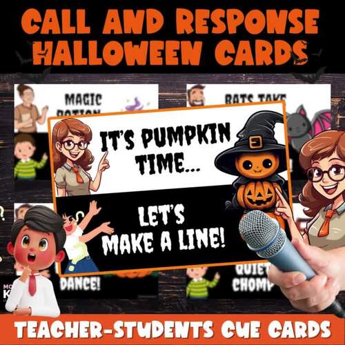 Call and Response Halloween Behaviors Management Students Cue Cards