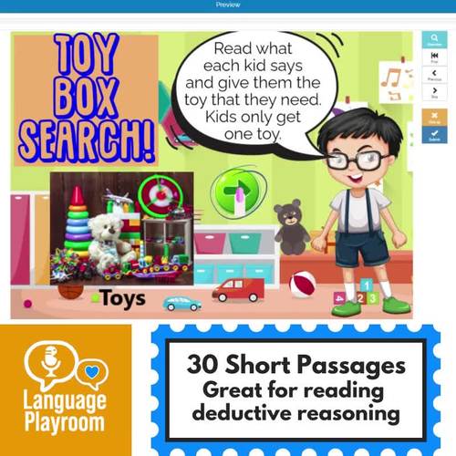 Toy Box Search - Receptive Language and Description Digital Task Cards