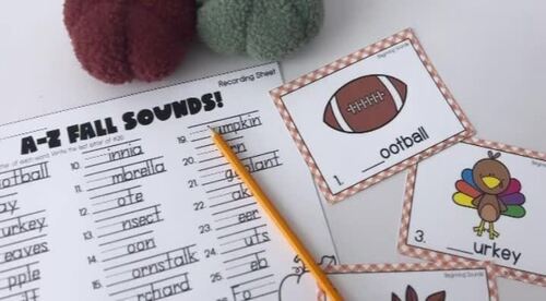 Beginning Sounds | Fall Task Cards by Allie Lewis- Teaching on the Move