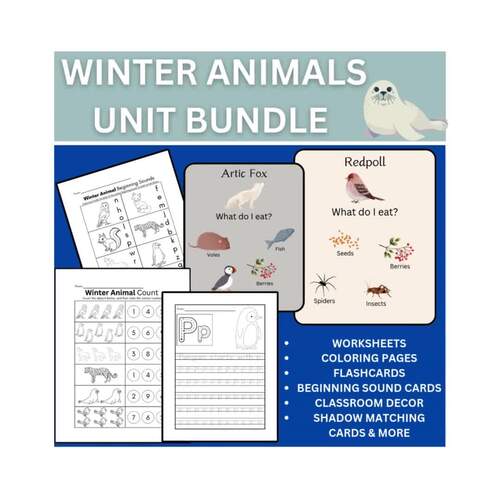 WINTER ANIMALS UNIT | ACTIVITIES | FLASH CARDS | WORKSHEETS | PRE K