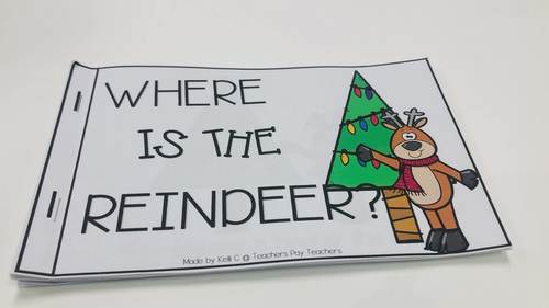 Position Words Book for Christmas Tree and Reindeer December by Kelli C