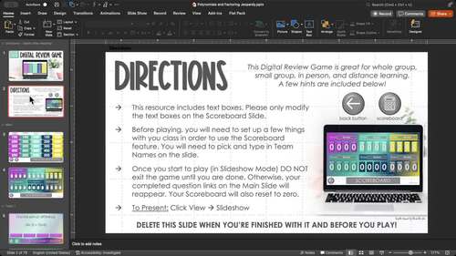 Polynomials & Factoring | Jeopardy Game | Algebra 1 | Google Slides ...