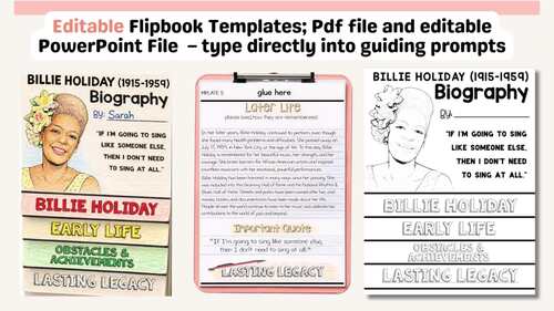 Billie Holiday Biography Templates For Black History & Womens History Month