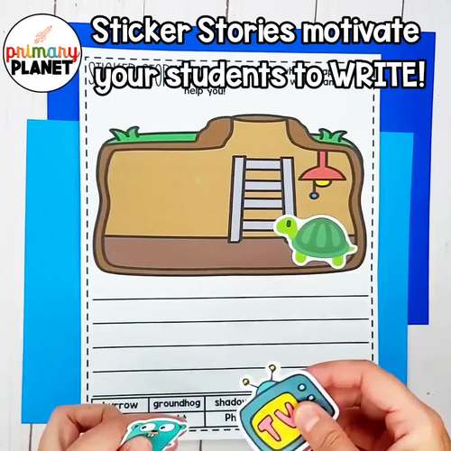 Winter Sticker Story Writing Center- Narrative Writing Paper & Word Bank