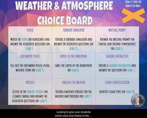 Weather and Atmosphere Digital Choice Board by Science Lessons That Rock