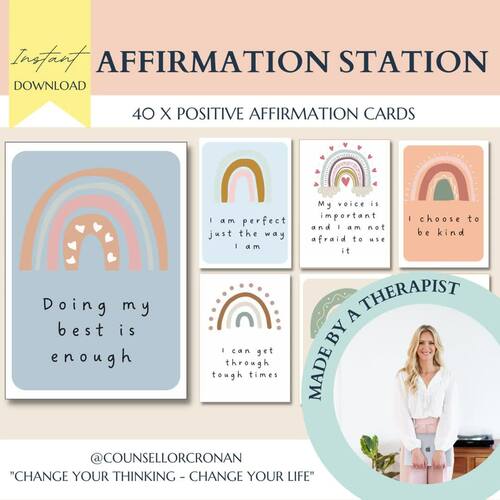 Affirmation cards, boho classroom, calming corner, positive affirmations,