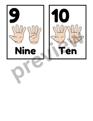 Number Flash Cards Fingers Counting (1 to 10) - Back to School by The ...