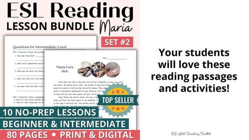 Beginner ESL Reading Comprehension Worksheets Adults & Teens - Maria ...