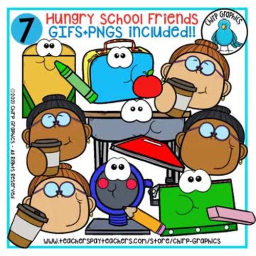 Feed the School Friends GIF and PNG Clip Art Set by Chirp Graphics
