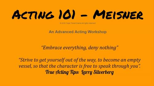 Drama and Theater Education- Advanced Theatre - Meisner PDF | TPT