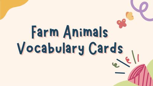 Farm Animals Vocabulary Cards | Flash Cards | Kindergarten | Farm Unit