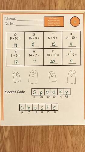 Halloween Facts Addition and Subtraction Secret Codes (Fact Practice No ...