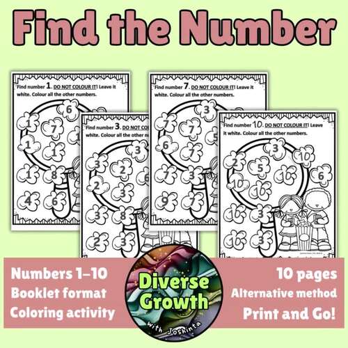 Find the Number 1-10 Worksheets Coloring Activity Booklets For Maths