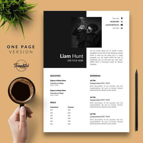 Modern Resume - Liam Hunt / Professional Resume for MS Word & iWork Pages