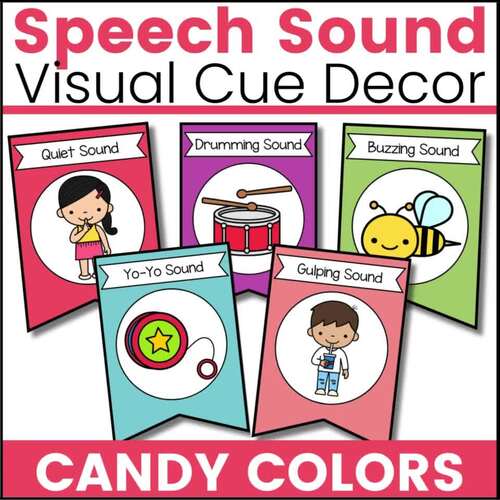 Speech Sound Visual Cues - Speech Room Decor - Speech Banner - Candy Colors