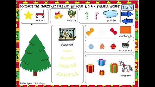 Articulation & CAS Multisyllabic Word Build-a-Christmas Tree Boom Cards ...