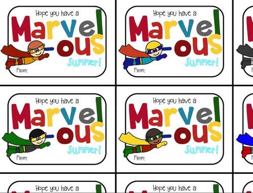 Cute Superhero End of Year Gift Tag- Hope you have a Marvel-ous summer!