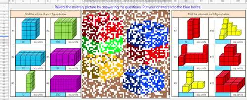 Digital Math Pixel Art | Mystery Picture 5th Grade Measuring Volume 5.MD.4