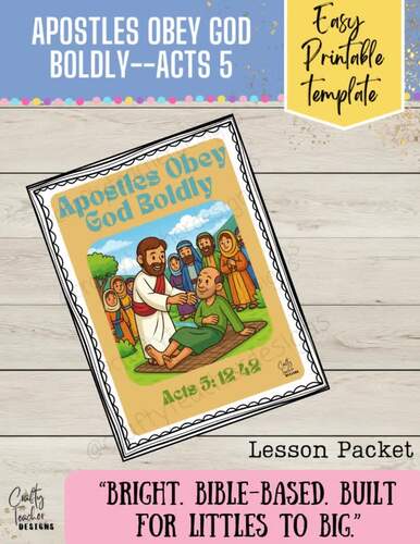 Apostles Obey God Boldly – Bible Lesson Packet | Acts 5:12–42 | KJV ...