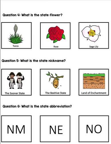 New Mexico Quiz and Pre/Post Assessment 50 States, Special Education