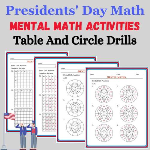 Presidents Day Activities: Funny Mental Math Table - Circle Drills Add ...