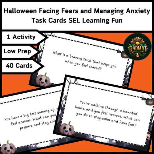 Halloween Facing Fears and Managing Anxiety Task Cards SEL Learning Fun