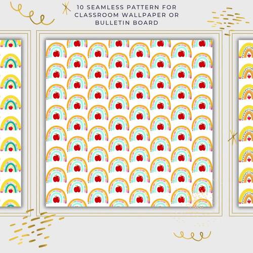 Back to School Classroom Décor or Bulletin Board Background Rainbow ...