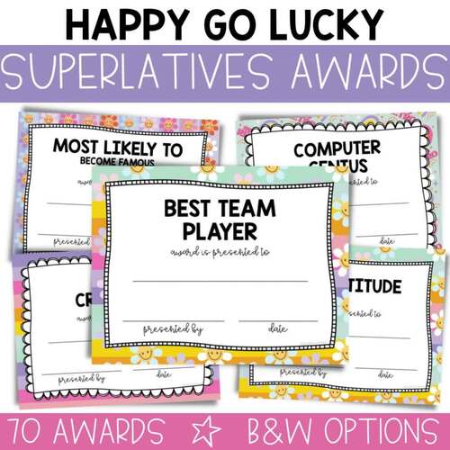 Retro Groovy Superlative Awards / End of Year Award Certificates ...