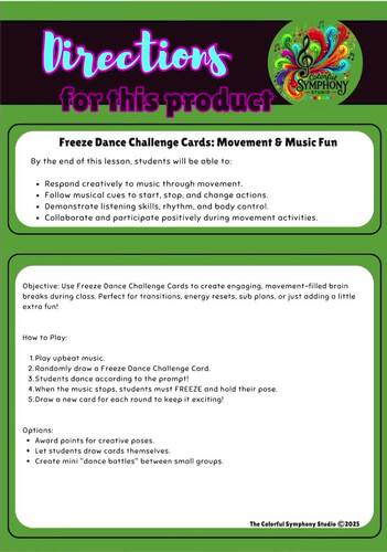 Freeze Dance Challenge Cards: Movement & Music Fun for Brainbreaks