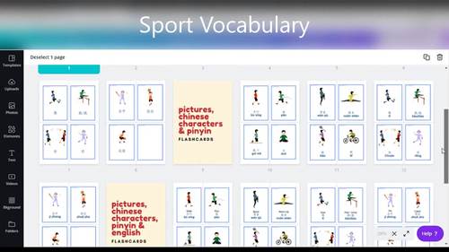 CHINESE SPORT VERBS FLASH CARDS | Chinese flashcards Sport Verbs