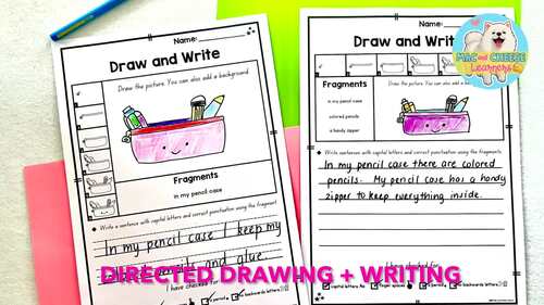 BACK TO SCHOOL Directed Drawing & Writing - Fragments + Sentences