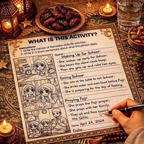 Ramadan Daily Activities Writing Worksheets, Islamic Life Skills ...