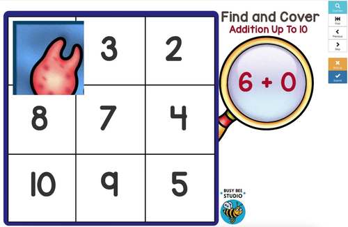 ADDITION WITHIN 10 GAME MATH BOOM CARDS KINDERGARTEN 1ST GRADE HIDDEN ...