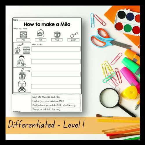 How To Make A Milo | Differentiated Procedure Writing Worksheets