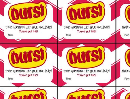 Starburst Testing Motivation Treat Tag-Burst those questions with your ...