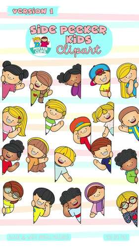 Side Peeker Kids Clip Art (Version 1) by Mister Clips | TPT