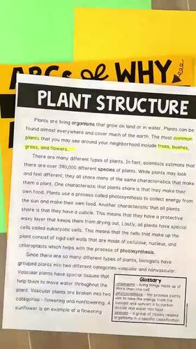 Plant Life Cycle Structure Adaptations and Parts Reading Passages ...
