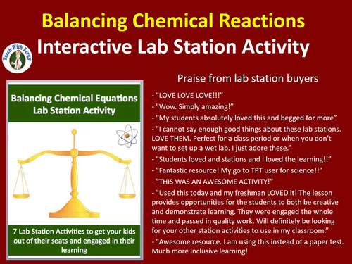 Balancing Chemical Equations - 7 Engaging Lab Station Activities