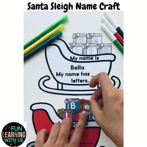 Christmas Santa Sleigh Name Crafts | December Editable Name Activity