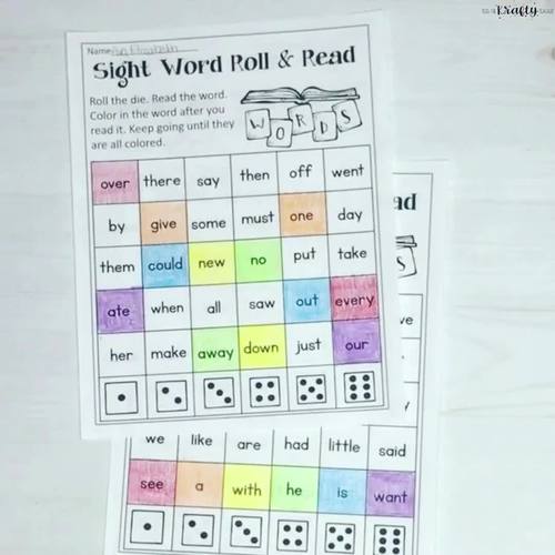 Heart Word Practice Activity - Roll and Read by Tess the Krafty Teacher