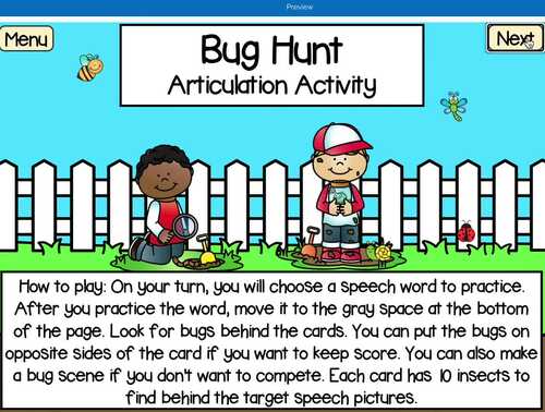 Bug Hunt Articulation Game Boom Cards™ Spring Speech Therapy Digital ...