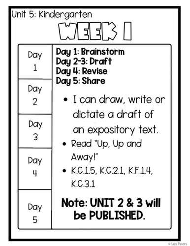 Unit 5 Benchmark Advance Florida Kindergarten Writing by Lisa Peters