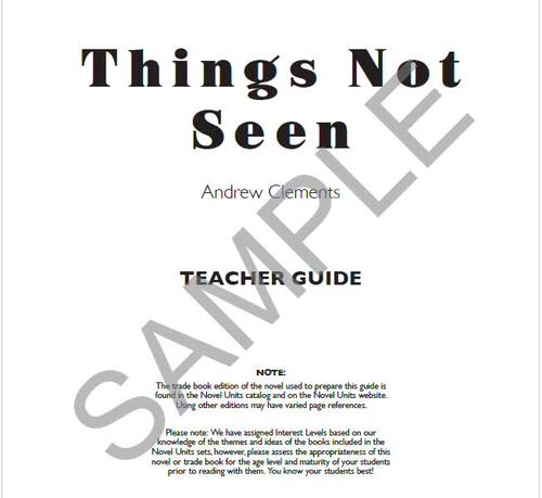 Things Not Seen Novel Units® Teacher Guide Novel Study | TPT