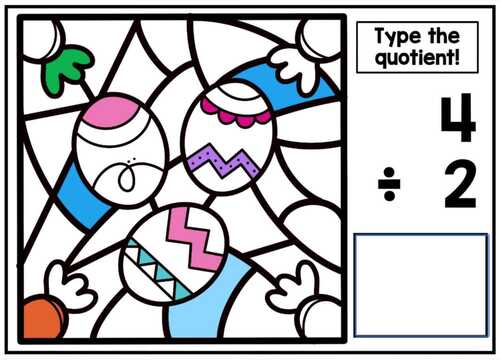 Easter Color by Number Division Fact Fluency Practice Digital Math Boom ...