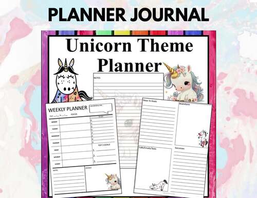 Unicorn Planner Journal -Unicorn Theme Monthly, Weekly Planning & Goal ...