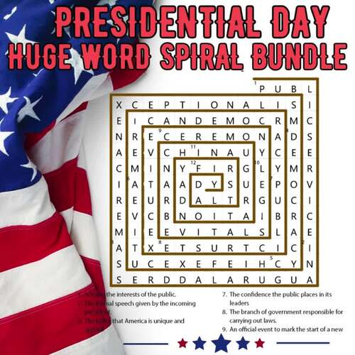 Presidents Day Word Spiral Puzzles Inauguration Day Vocabulary ...