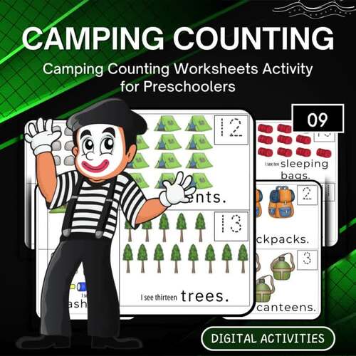 Camping Counting Worksheets Activity for Preschoolers by GLD Worksheet Kids